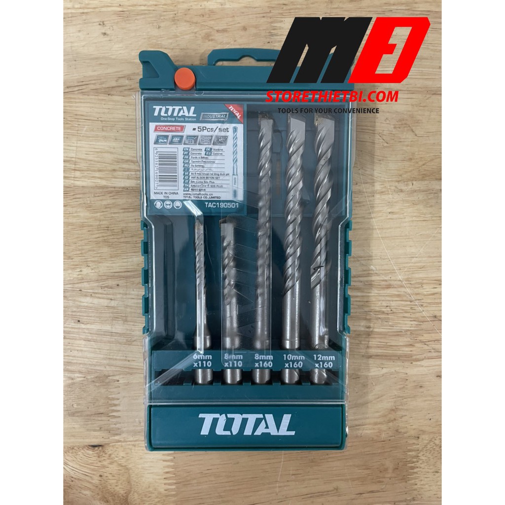 TAC190501 Bộ mũi khoan bê tông đầu gài SDS 5 chi tiết Total | Shopee ...