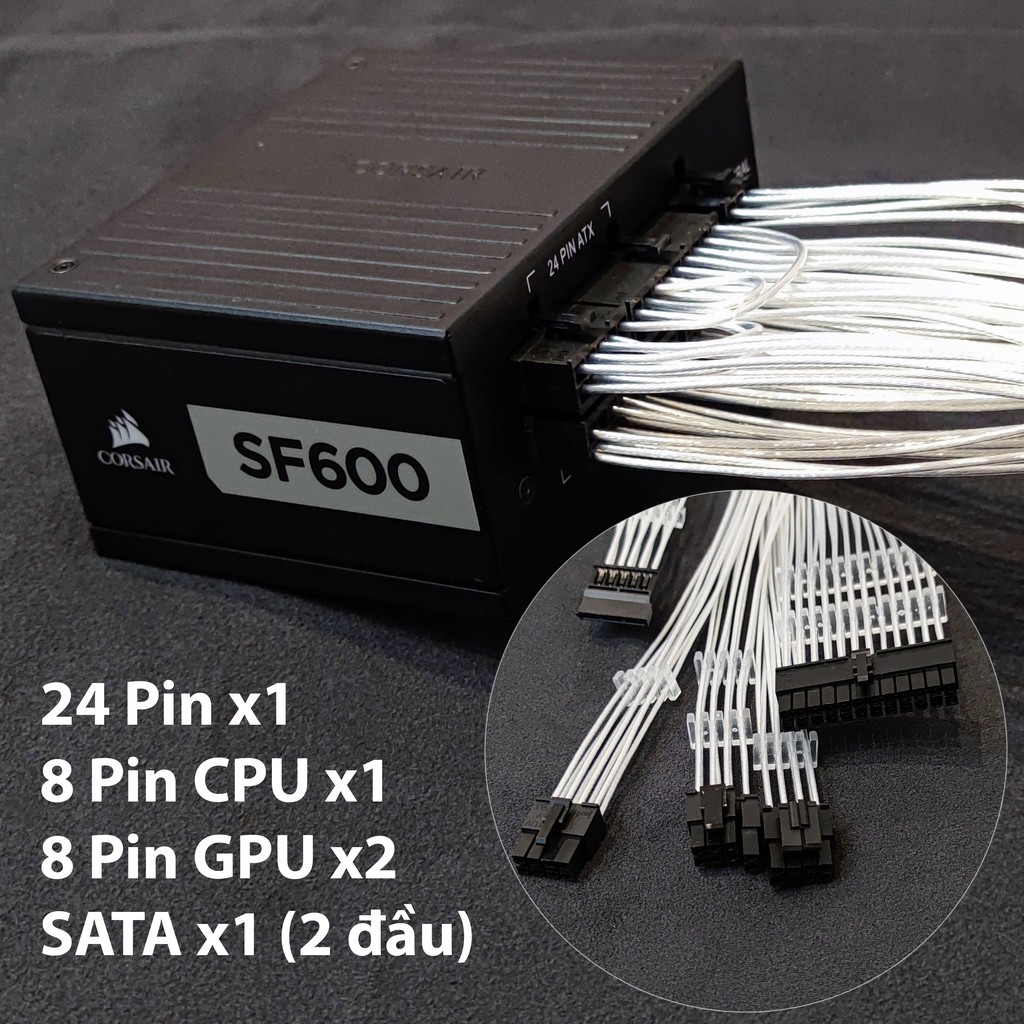 Bộ dây custom Teflon mạ bạc cho nguồn Corsair SF450 SF600 SF750 ...
