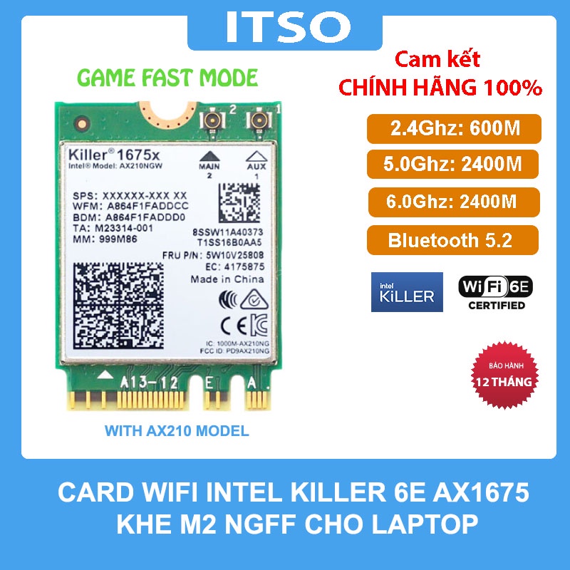 Card WIFI 6E Killer AX1675 khe M2 NGFF cho laptop, máy bàn | Shopee Việt Nam