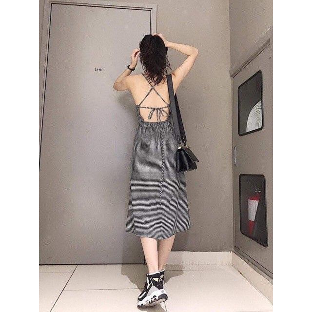 [ẢNH THẬT TRẢI SÀN Ở CUỐI ] ĐẦM XINH HAI DÂY CARO SAMI DRESS PHÍA SAU ...