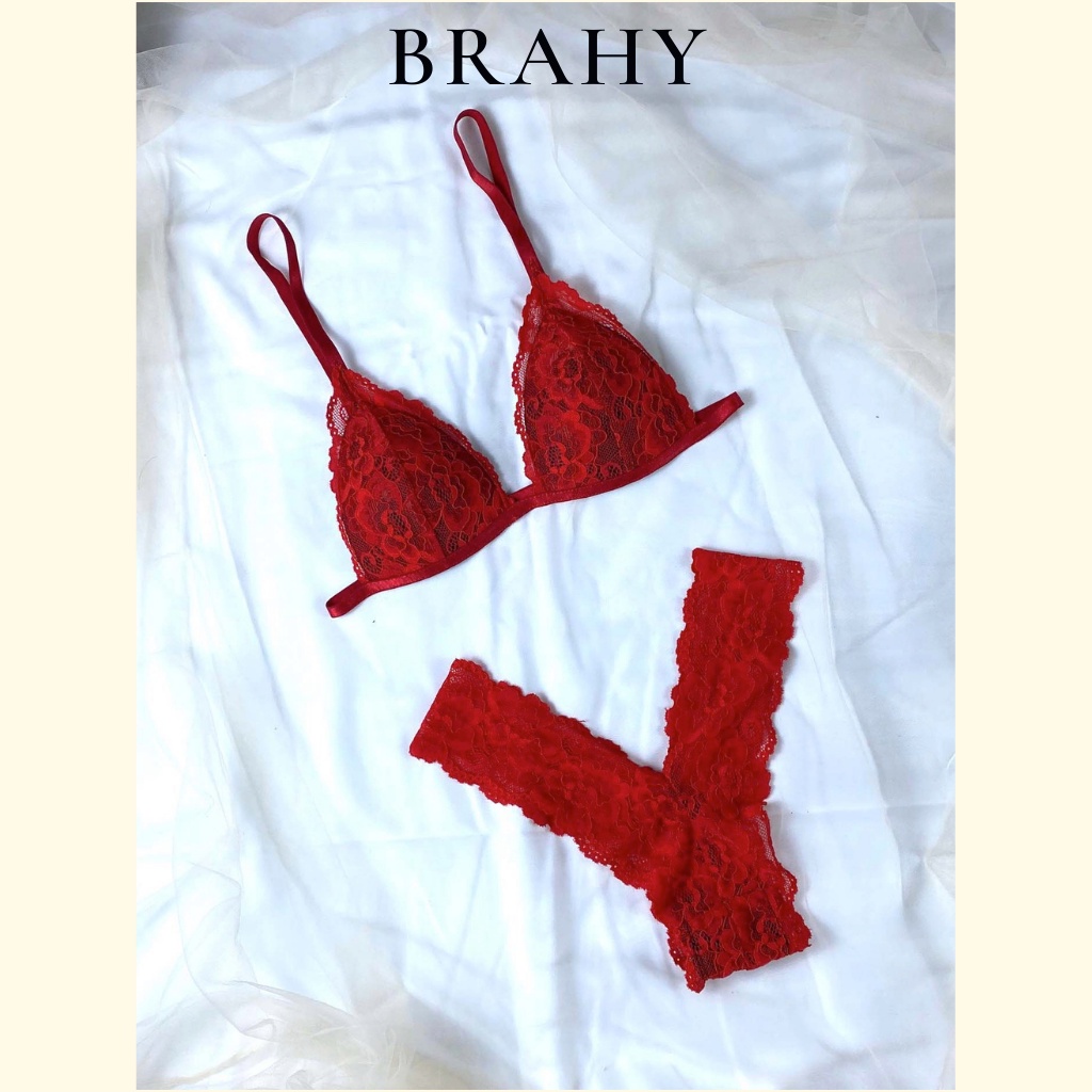 [CHE TÊN] Bộ lót nữ màu đỏ tươi vải ren cao cấp hàng thiết kế có giới ...