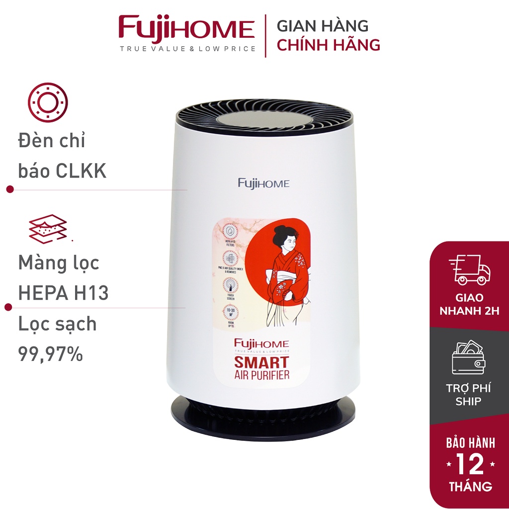 Máy lọc không khí diệt khuẩn UV Led FUJIHOME , 4 cấp lọc màng HEPA lọc bụi mịn PM2.5,khử mùi ...