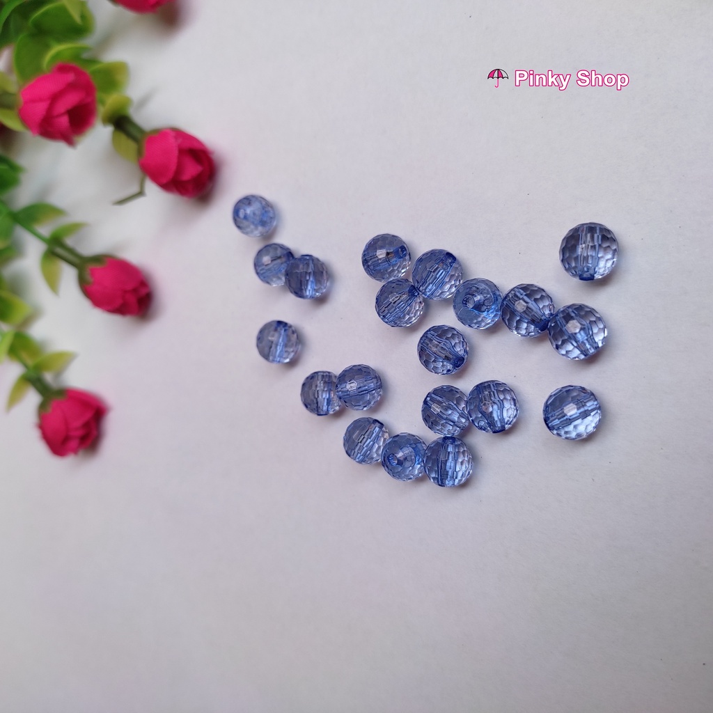 Hạt cườm nhựa giả pha lê góc cạnh trong nhiều màu lấp lánh có lỗ xỏ 2 ...