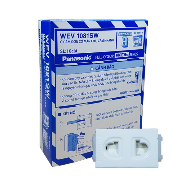 1 CÁI - Ổ CẮM CÓ MÀN CHE PANASONIC DÒNG WIDE WEV1081SW CHÍNH HÃNG (hạt ...