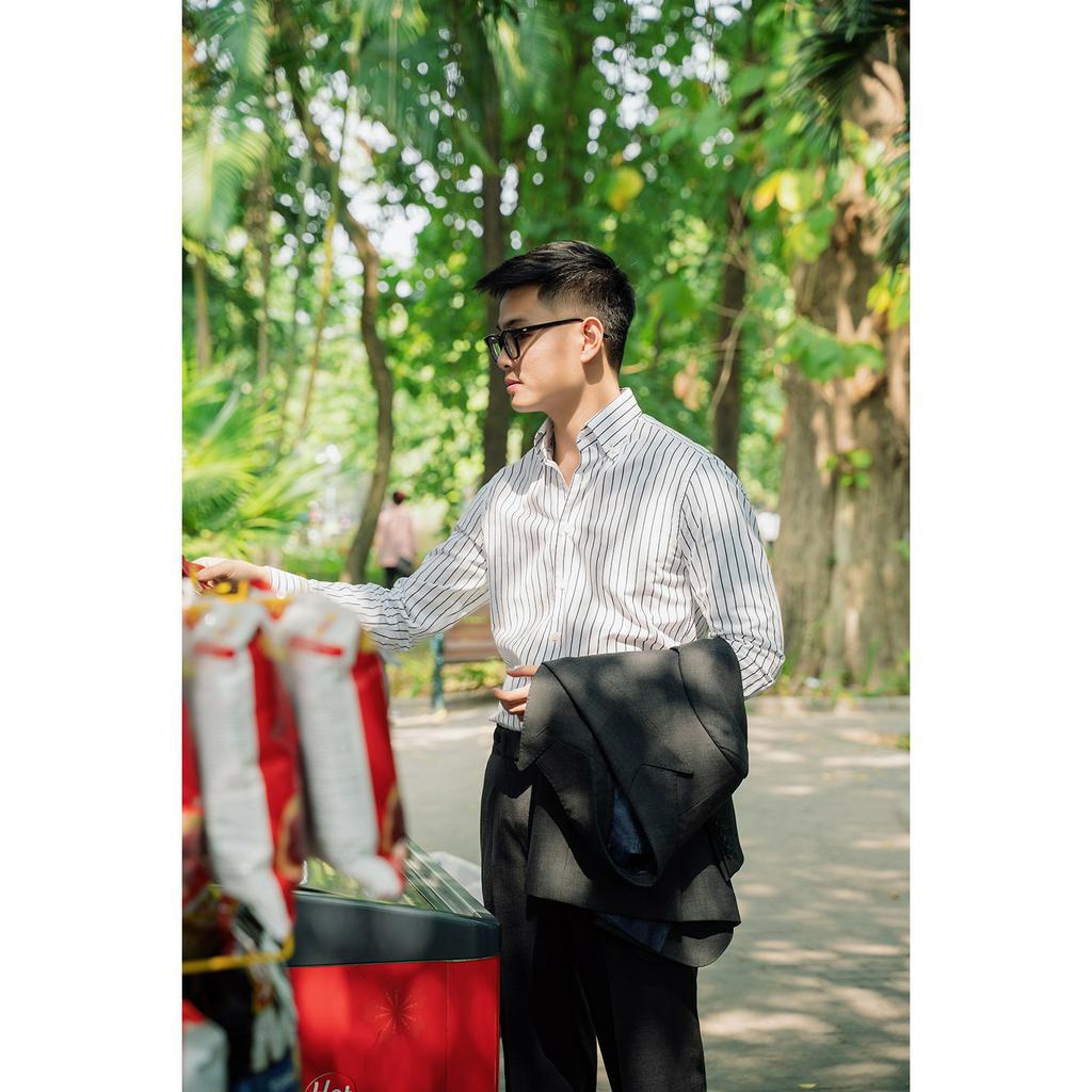 Áo Sơ Mi Trắng Kẻ Premium Cổ Button Down KILEE 2023 | Shopee Việt Nam