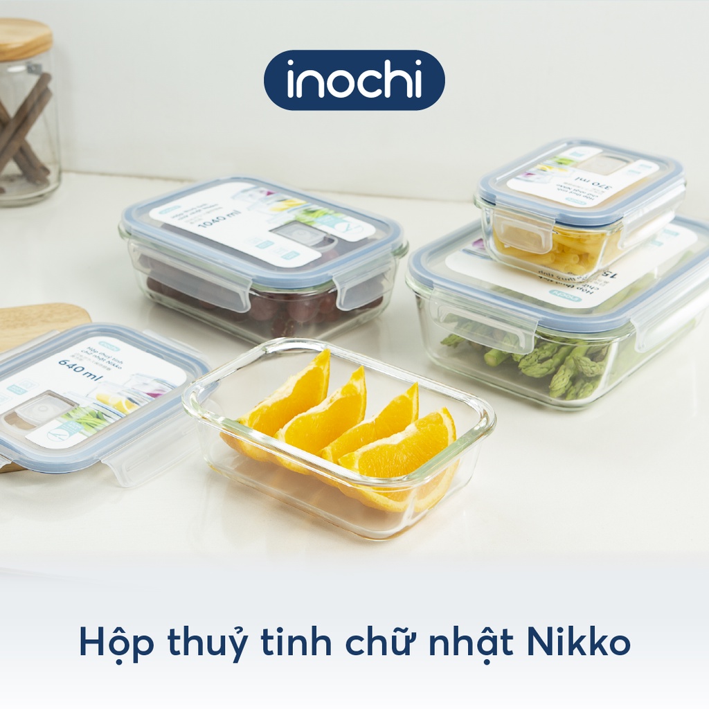 Hộp thuỷ tinh chữ nhật Inochi - Nikko - Đựng thực phẩm, đồ ăn, thức ăn ...