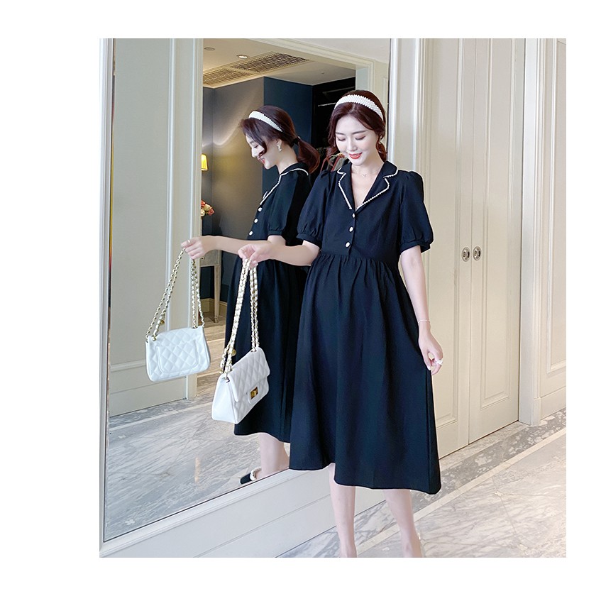 Váy bầu công sở TIMI vải đũi mềm mát, thấm mồ hôi, mặc đi làm đi chơi ...