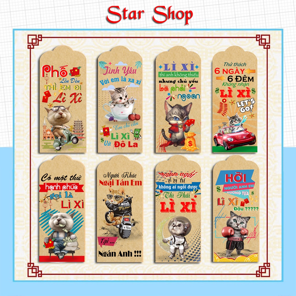 Bộ 100 Lì Xì Tết Xi Măng 2022 ( Chia Đều Các Mẫu ) | Shopee Việt Nam