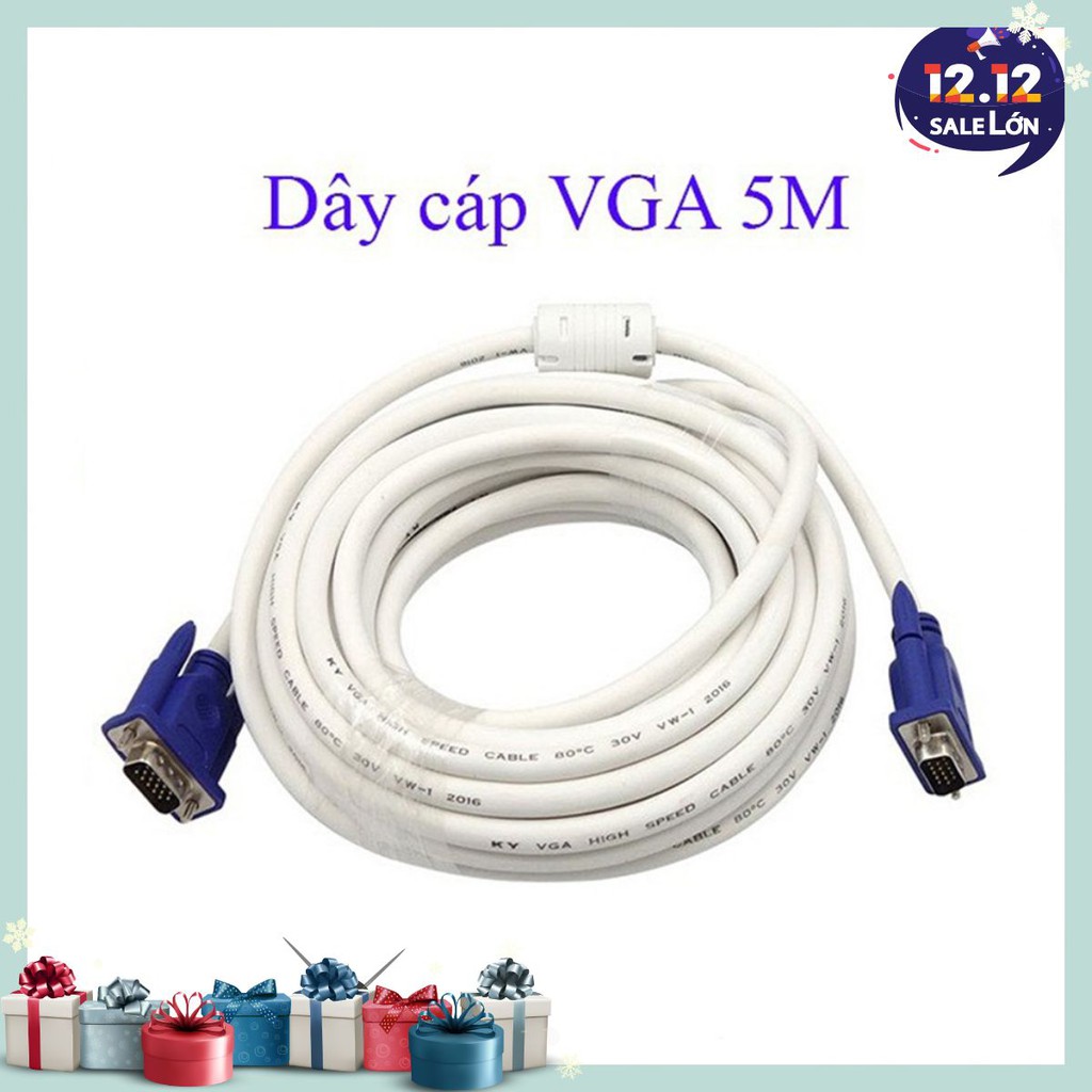 Dây VGA - Cáp VGA 5 mét - 2 đầu màu xanh- Chống nhiễu - Bảo hành 3 ...
