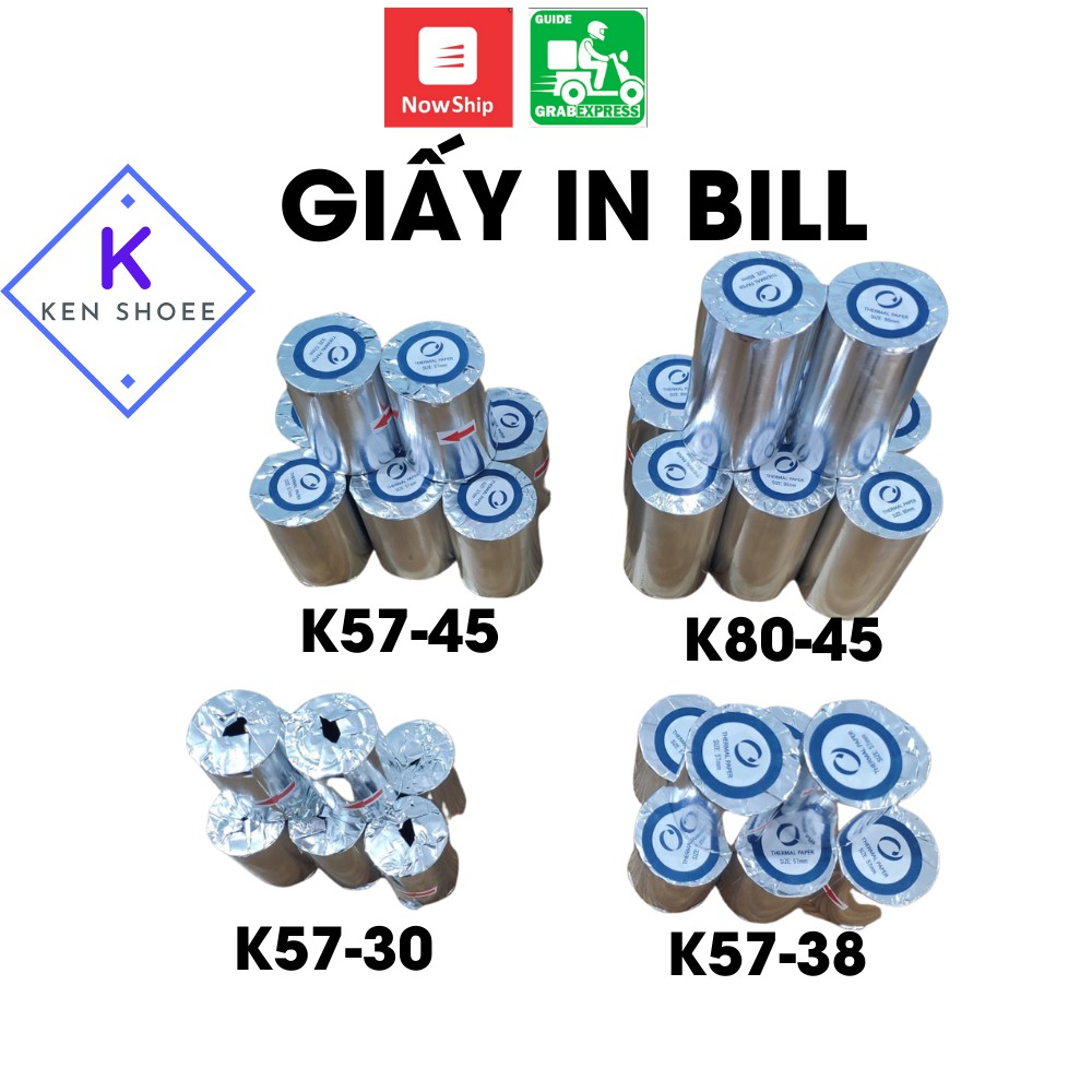 GIẤY IN BILL K80, K57, K58, POS, TAXI, GIẤY IN NHIỆT, IN HÓA ĐƠN NHÀ ...