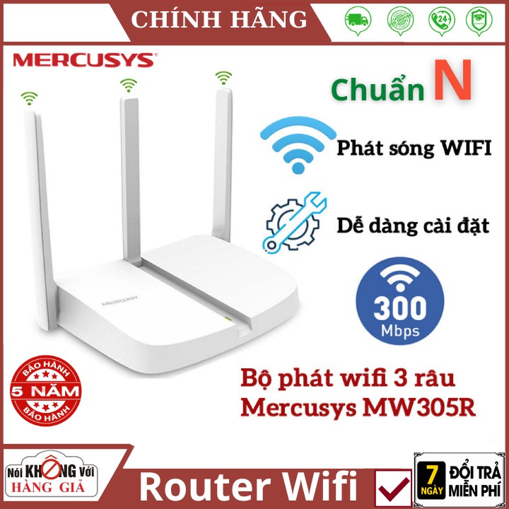 Bộ Phát Wifi Mercusys 3 râu MW305R chuẩn N 300Mbps , Thiết kế nhỏ gọn , cài đặt dễ dàng - bảo ...