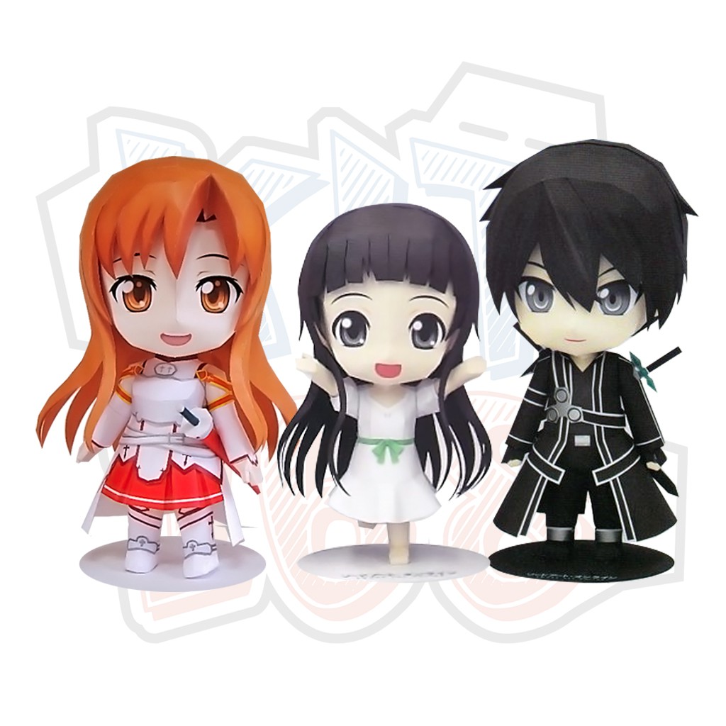 Mô hình giấy Anime Game Chibi Kirito,Yui và Yuki Asuna - Sword Art ...