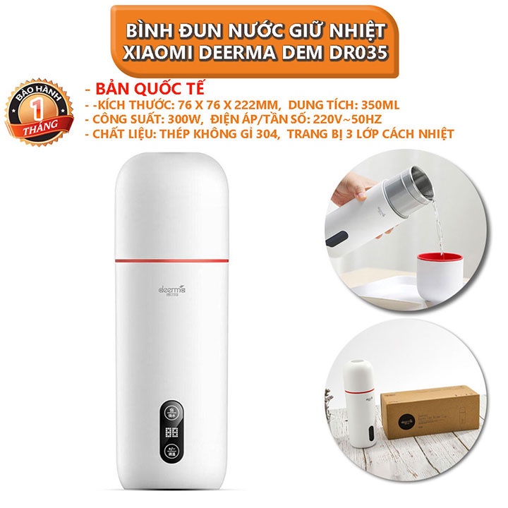 [Bản quốc tế] Bình đun nước giữ nhiệt Deerma DEM DR035 - Bảo hành 1 tháng | Shopee Việt Nam