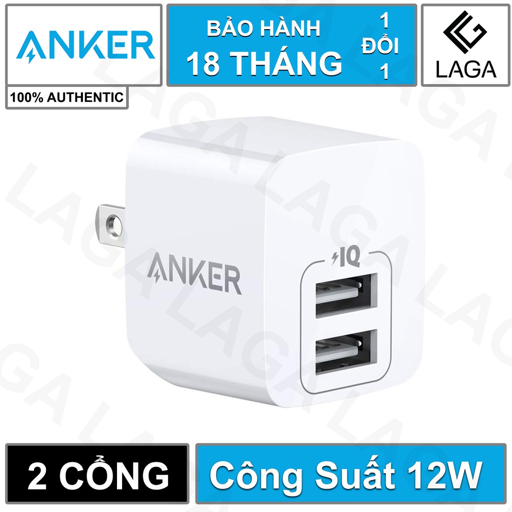 Cốc Sạc ANKER PowerPort Mini 2 Cổng 12W - A2620 - LAGA | Shopee Việt Nam