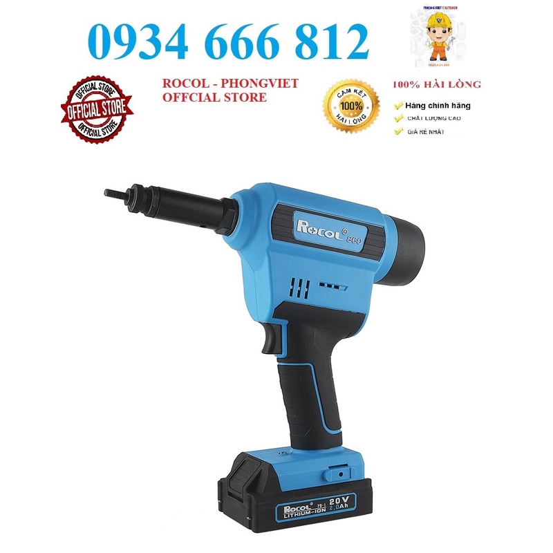 Súng rút ốc tán tự động ROCOL RL860 BẰNG PIN KÈM ĐẦU M4 M5 M6 M8 ...