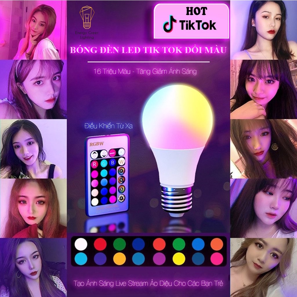 Đèn Led Tik Tok A60K Energy Green Lighting Đổi Màu -- Có Điều Khiển ...