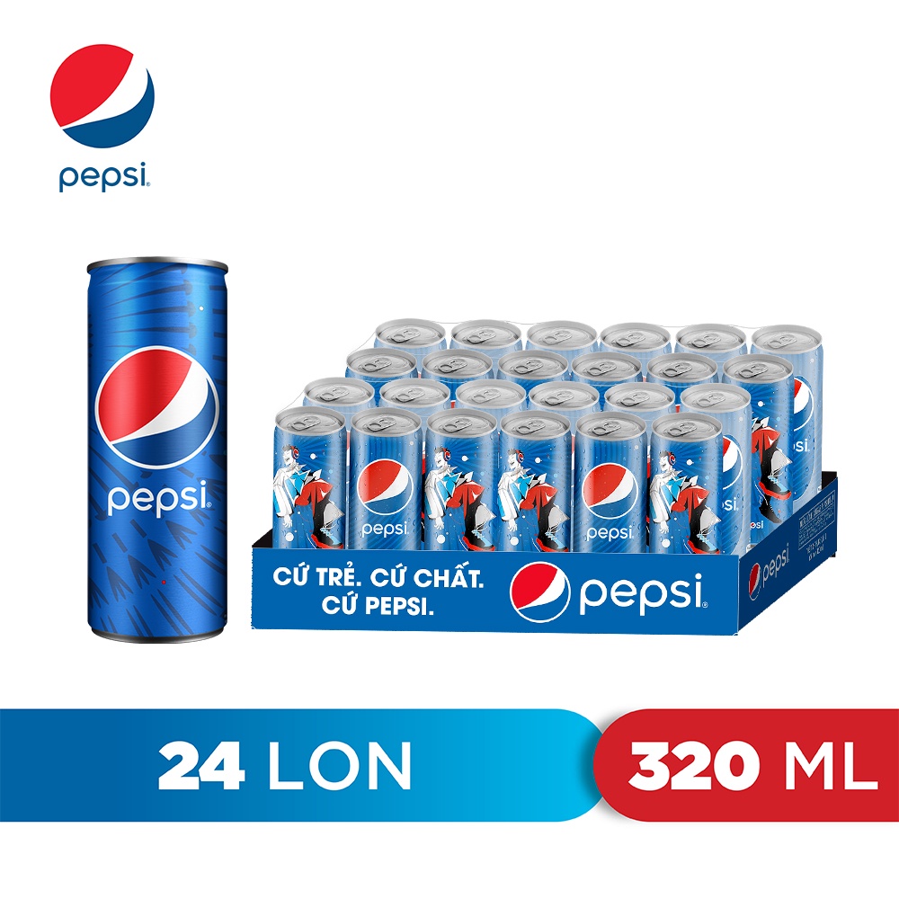 [SHIP HỎA TỐC] Thùng 24 lon nước ngọt Pepsi 320ml | Shopee Việt Nam