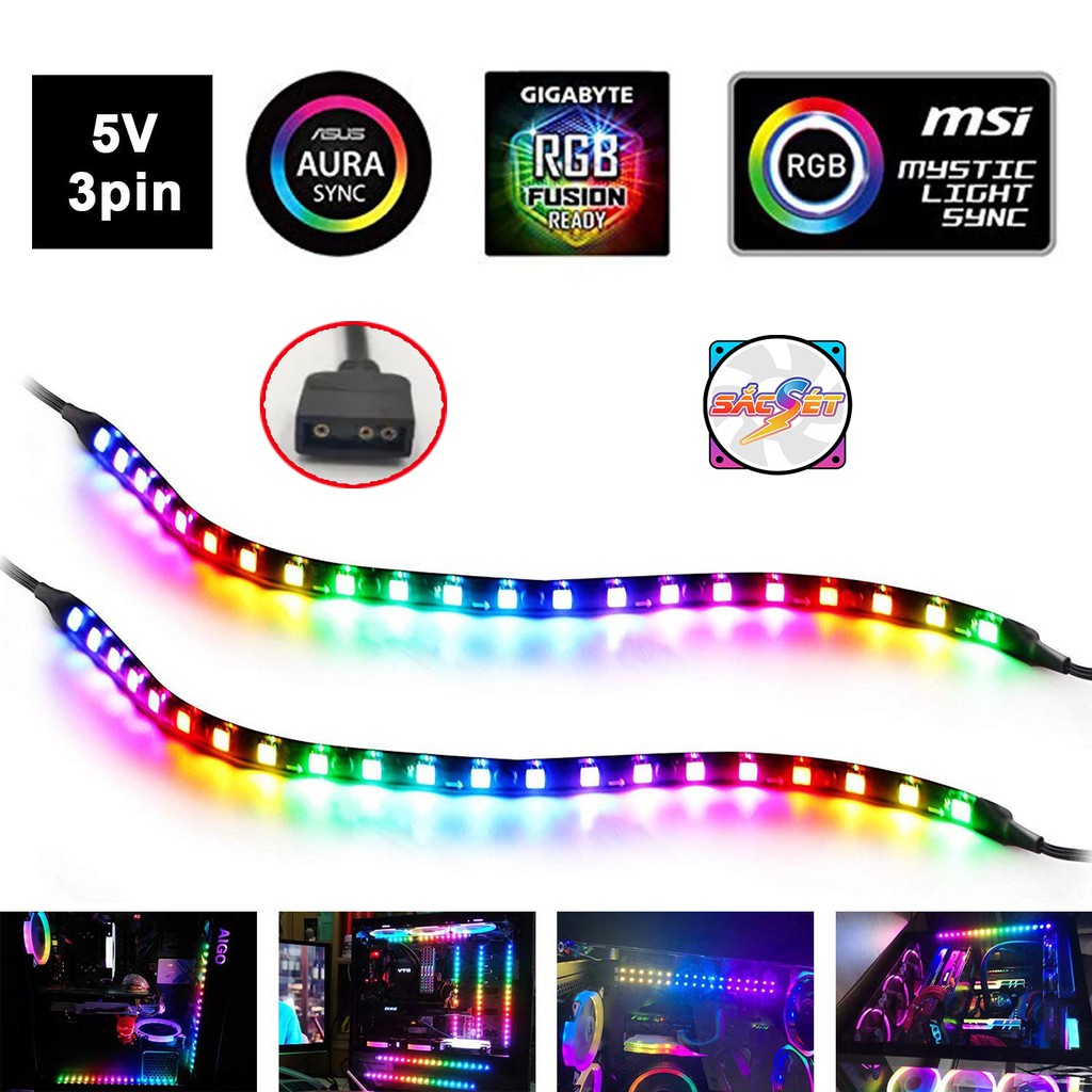 DÂY LED ARGB 5v 3pin, RGB 12v 4pin đồng bộ main, 6pin đồng bộ HUB ...