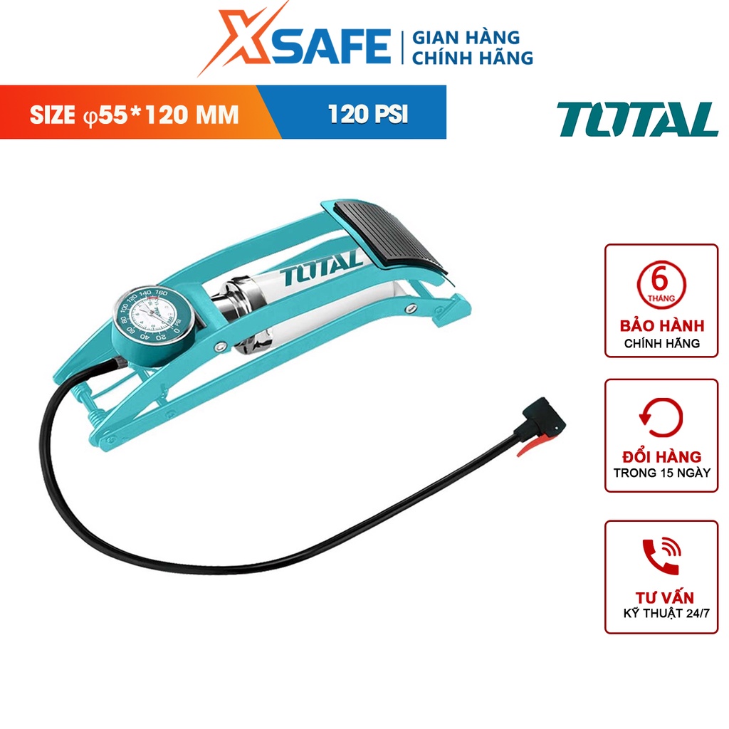 Bơm hơi đạp chân TOTAL TMPP5511, kích thước φ55 * 120mm, ống bền, áp ...