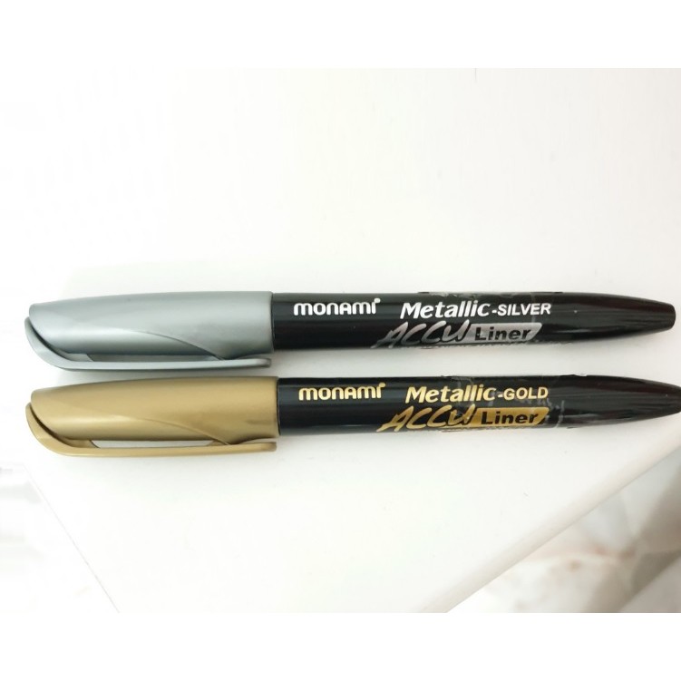 Bút lông dầu nhũ bạc, nhũ vàng Monami Metallic Acculiner Pernanent ...