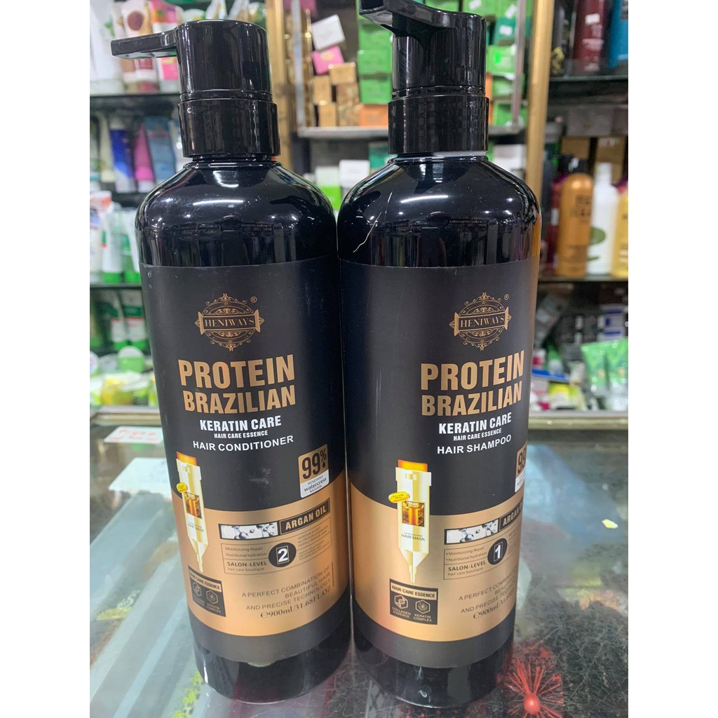 Cặp Dầu Gội Xả Heniways Protein Brazilian 900ml x2 | Shopee Việt Nam