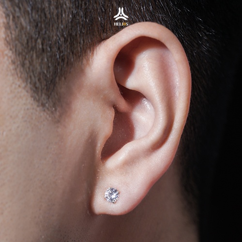 Bông tai bạc đính đá HeliSilver Tiny Diamond S925 - Khuyên tai bạc size đá 2mm, 3mm, 4mm, 5mm ...