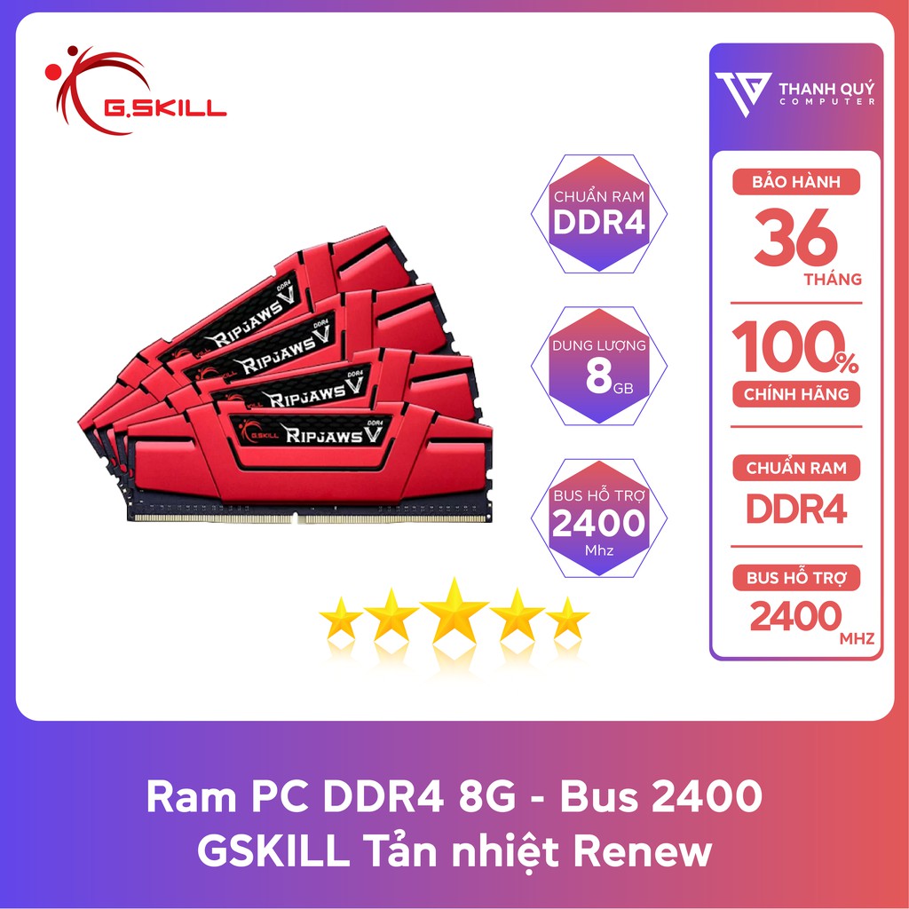 Ram PC DDR4 8G - Bus 2400/2666 Gskill Tản Nhiệt Renew - Bảo hành 36 ...