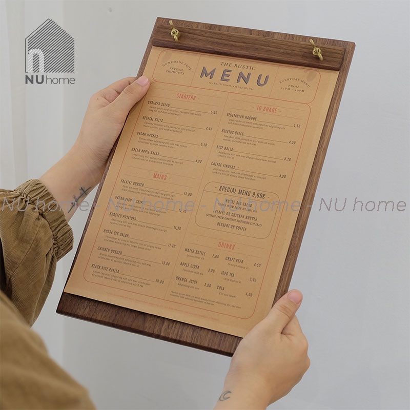 Kẹp menu gỗ để bàn - Kento | NU Home | menu gỗ óc chó thiết kế đơn giản ...