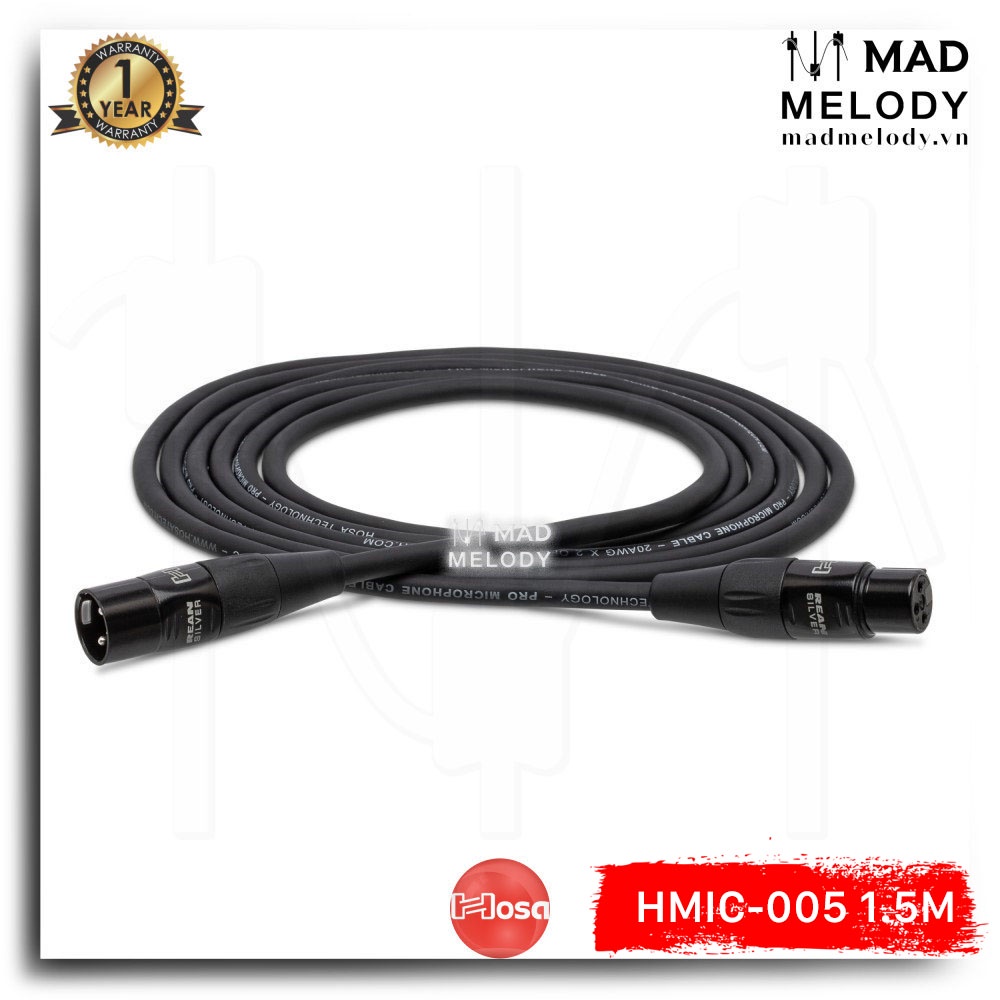 Hosa Pro Microphone Cable HMIC-005 (1.5m) (REAN XLR3F - XLR3M) (Dây cáp ...