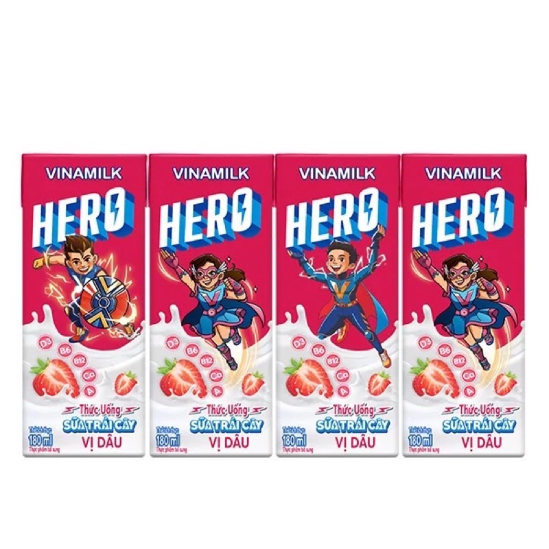 Lốc Sữa Trái Cây Vinamilk Hero Đủ Vị (4 Hộp x 180 ml ) | Shopee Việt Nam