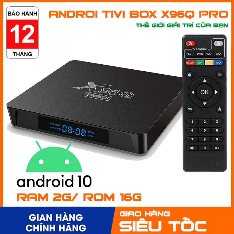 Tivi BOX Android 10.0 X96Q lõi tứ 4k 2.4g hỗ trợ Wifi/Netflix/Youtube ...