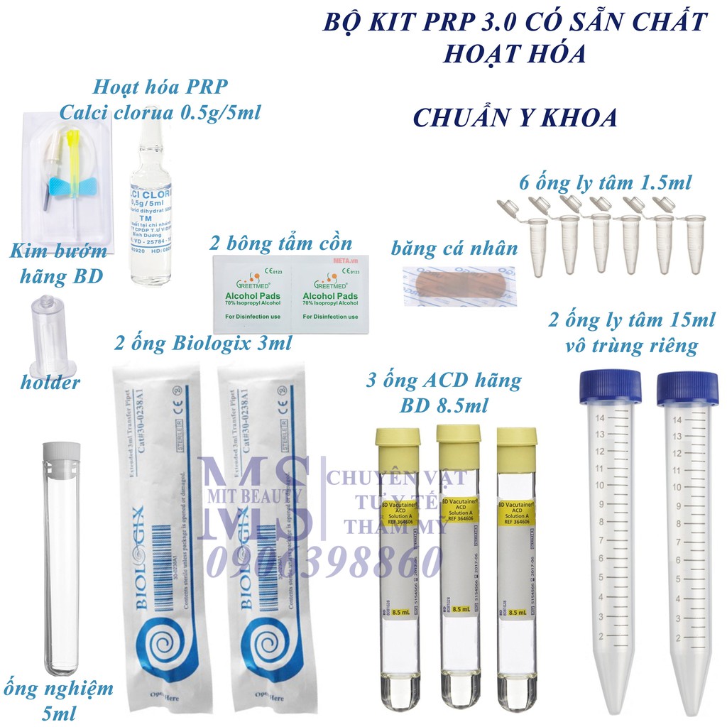 bộ KIT PRP Pro HÀNG CÔNG TY 12 món có chất hoạt hóa - Video hướng dẫn ...