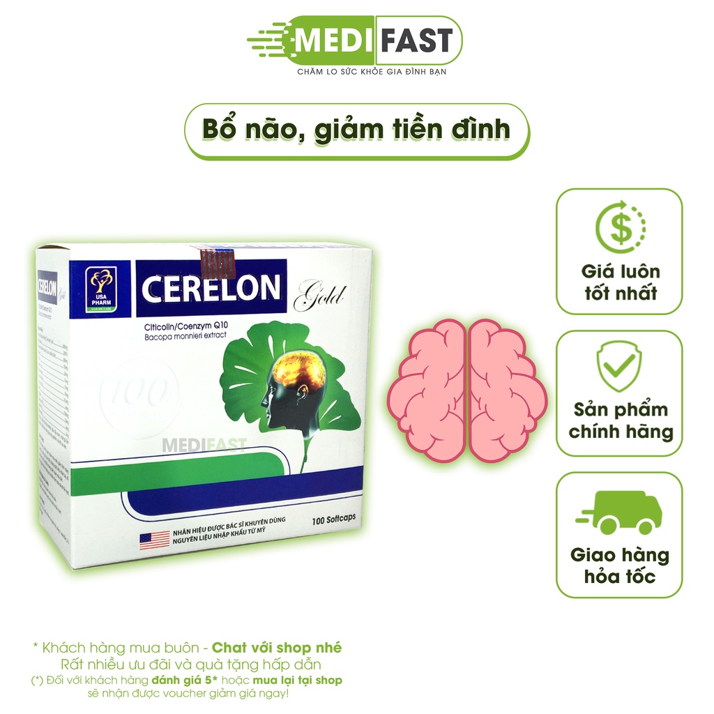 Viên uống bổ não Cerelon Gold Hộp 100 viên - Giúp hoạt huyết dưỡng não ...