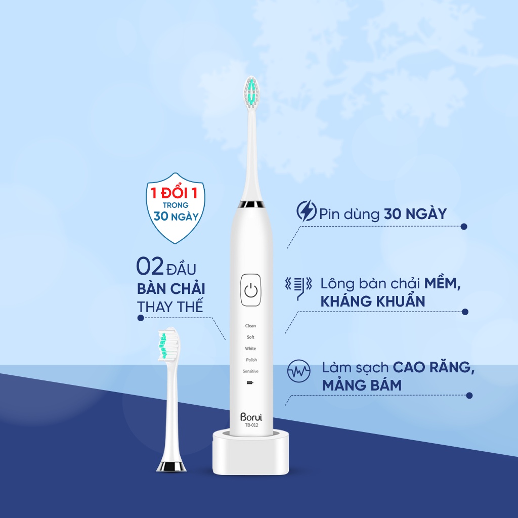 Bàn Chải Điện Tự Động Công Nghệ Sóng Âm Sonic X7, 5 Chế Độ Làm Sạch Sâu ...