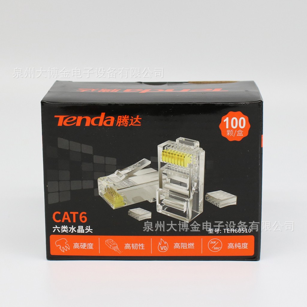 Đầu mạng RJ45 UTP Tenda TEH60510 CAT6 mạ vàng 24K chống nổ, chống cháy ...