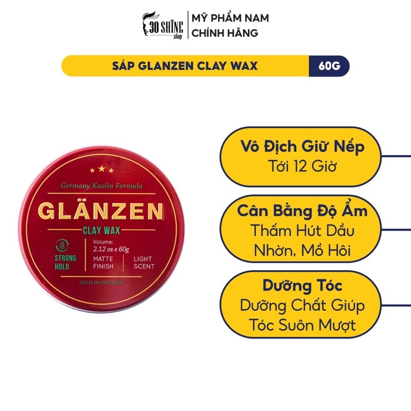 Sáp Glanzen Clay 60g - Sáp Chính Hãng Bán Chạy Số 1 Thị Trường | Shopee ...