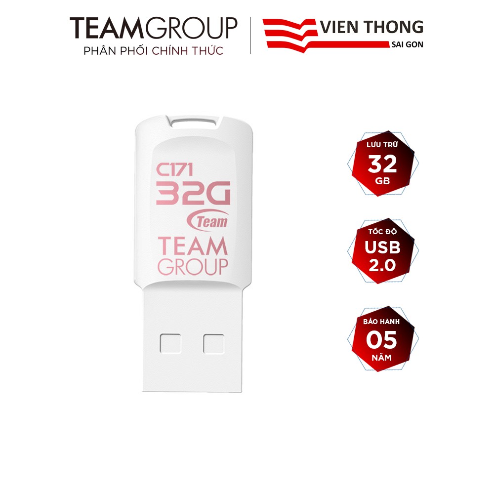 USB 2.0 Team Group C171 32GB chống nước Taiwan (Trắng) - Hãng phân phối ...