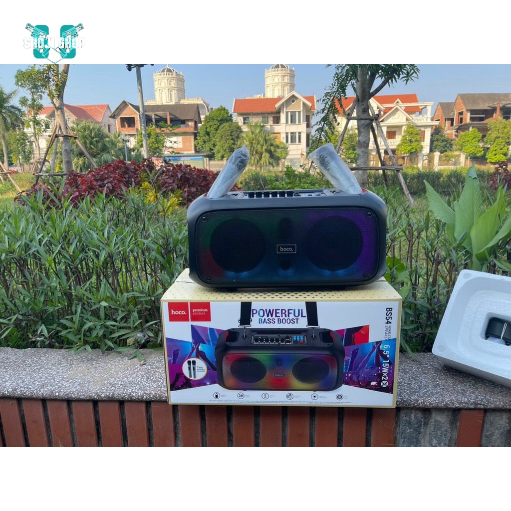 Loa karaoke Bluetooth Hoco BS54 Chính Hãng Tặng kèm 2 micro âm thanh cực đỉnh bắt mic cực tốt ...