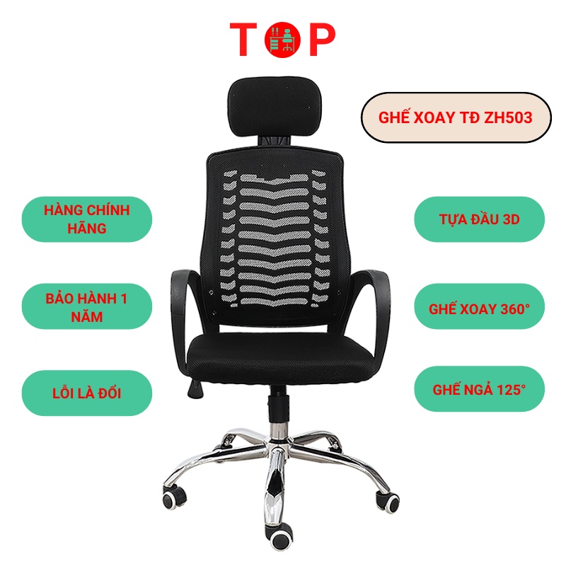 Ghế xoay văn phòng TOP có tựa đầu, ghế xoay ngả lưng tựa đầu làm việc ...