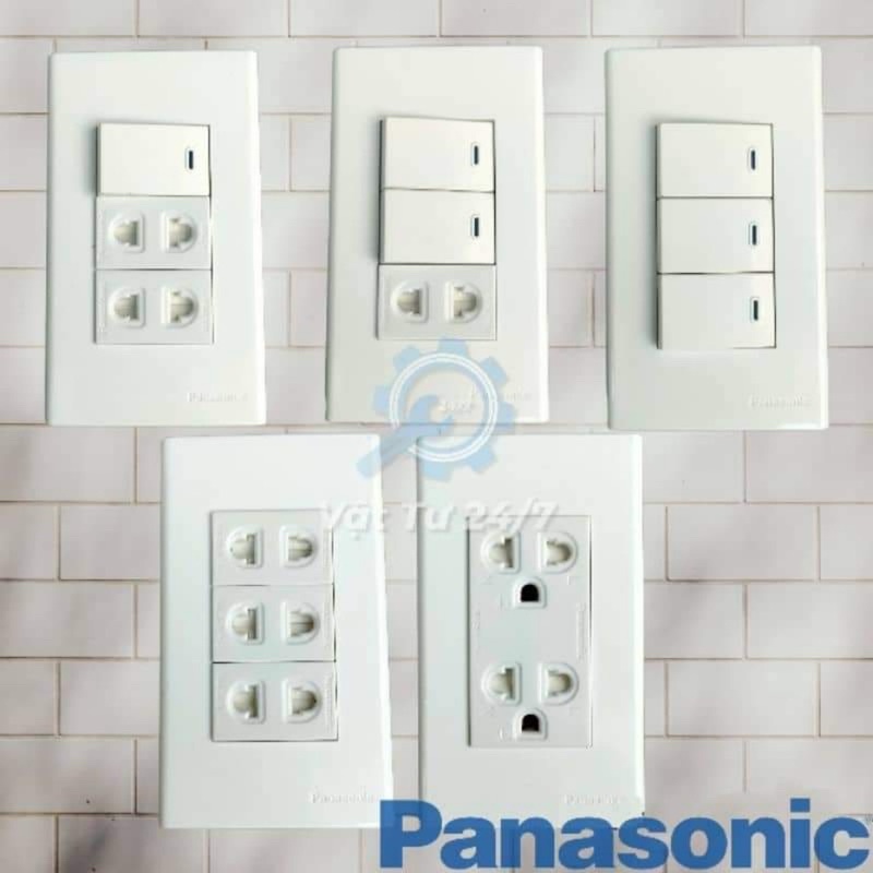Mặt 3 thiết bị công tắc ổ cắm đơn âm tường Wide Panasonic chính hãng có kém đế nổi giao hỏa tốc ...