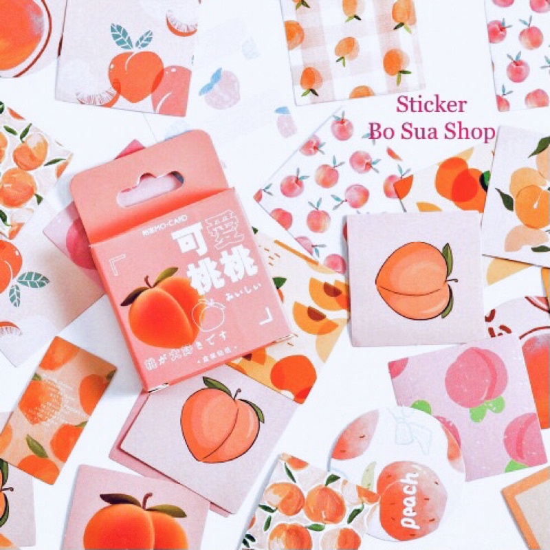 Combo 45 sticker trái đào dán sổ tay phong bì trang trí tường phòng cực ...
