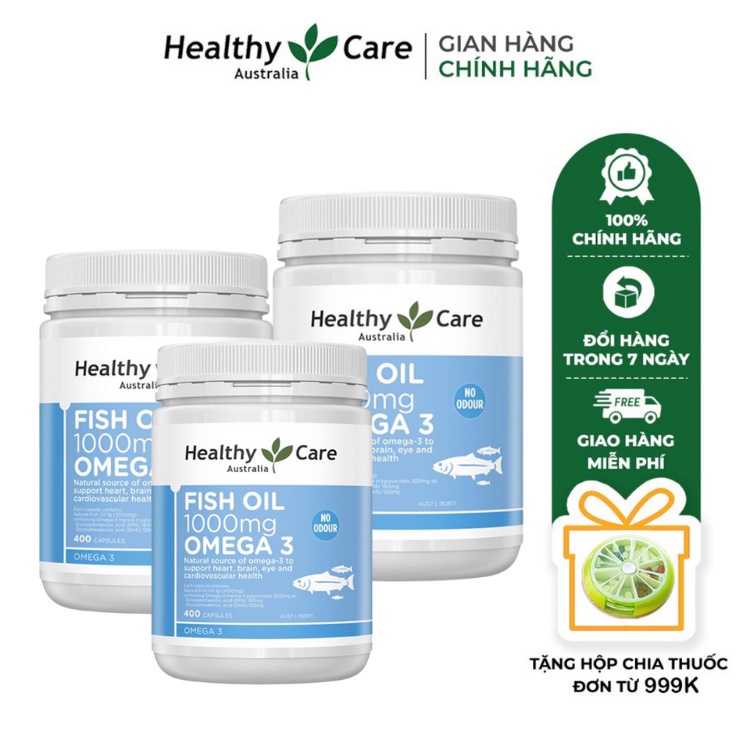 Combo 3 hộp Viên uống dầu cá Omega 3 Healthy Care Fish Oil 400 viên ...
