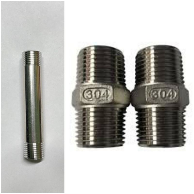 Kép nối đường ống,Ren ngoài,Kép tiện inox(Dài 10cm) DN15-21,DN20-27,DN25-34.Chất liệu Inox sáng ...