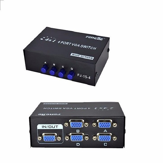 Bộ chia VGA 4 CPU Ra 1 Màn Hình FJGEAR FJ-15-4 (4 Port VGA Video Switch) FJGEAR | Shopee Việt Nam