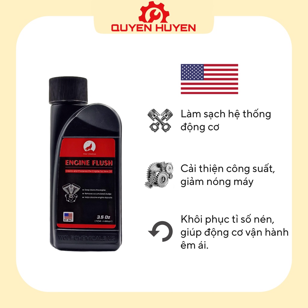 Dung dịch súc rửa động cơ xe máy - Wolf Chemicals Engine Flush 104ml - Gia tăng tuổi thọ động cơ ...