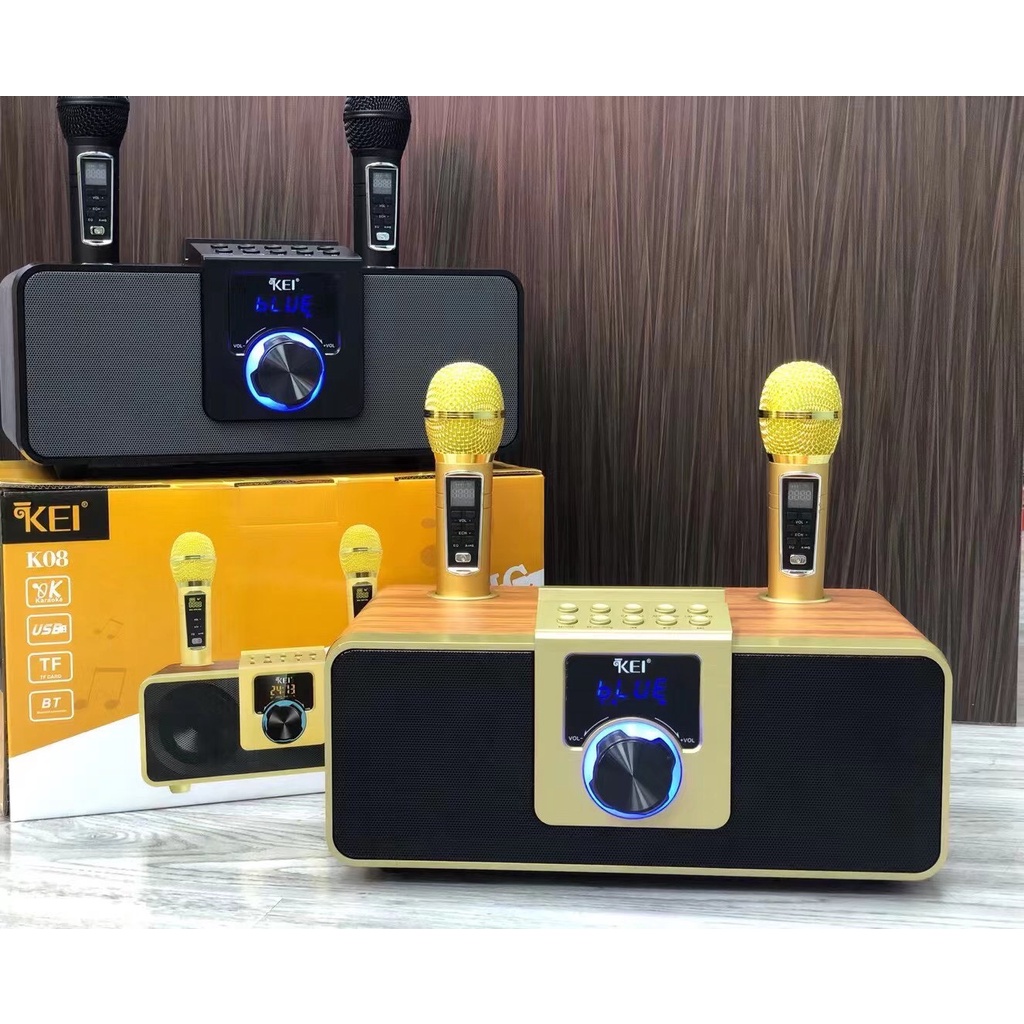 Loa Bluetooth Karaoke KEI K08 (Kèm 2 micro không dây). | Shopee Việt Nam
