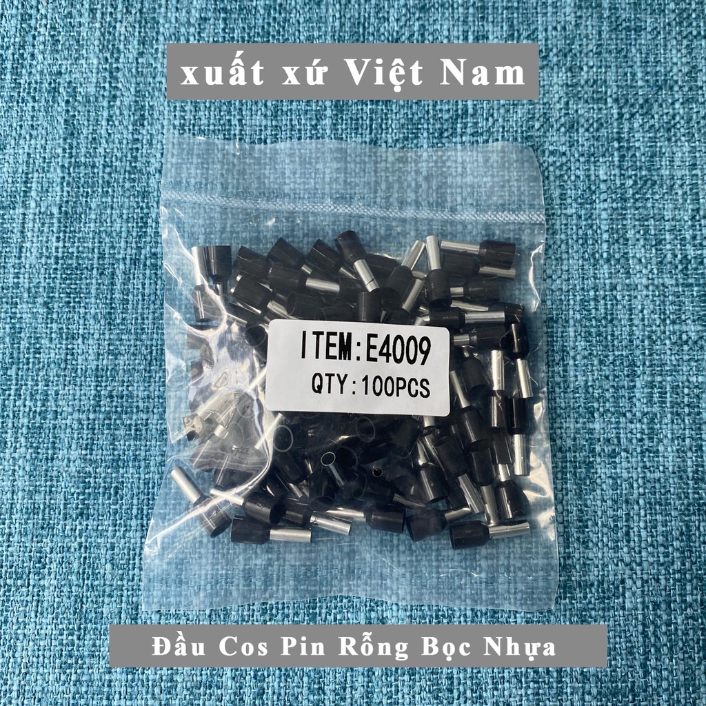 Đầu cos pin rỗng bọc nhựa cho dây 0.5-6mm2 bằng đồng E0508 - E7508 - E1008 -E1010- E1508 - E2508 ...