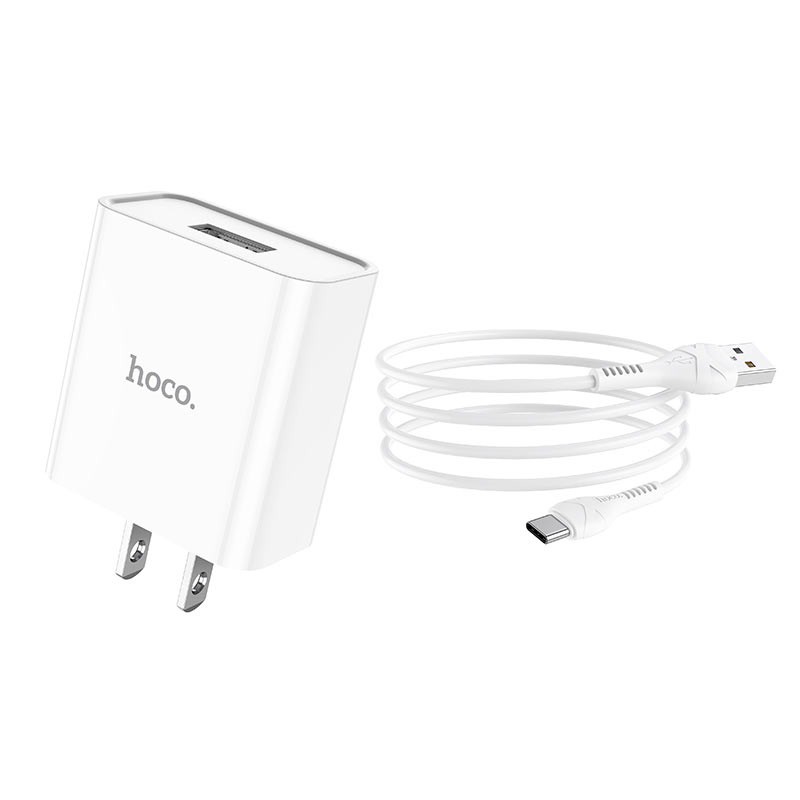 Bộ sạc Hoco C81 USB Type-C sạc 2.1A, thích hợp nhiều dòng Samsung/Huawei/Xiaomi..., dây nhựa dẻo ...