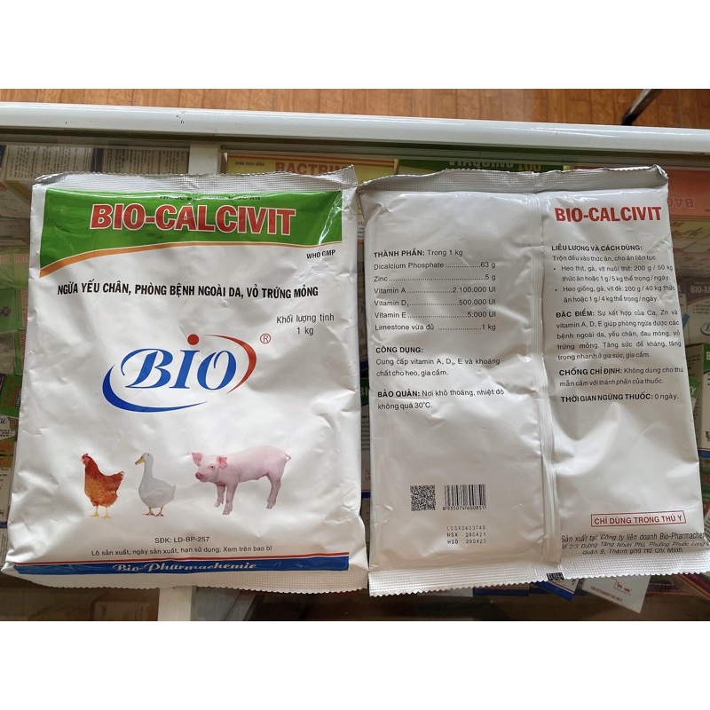 Bio Calcivit (gói 1kg) ngừa yếu chân, phòng bệnh ngoài da, vỏ trứng ...