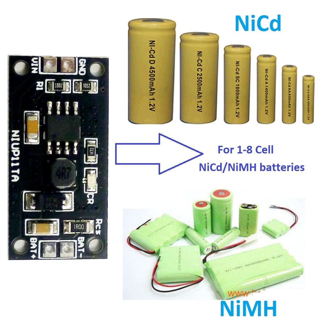 Bảng Mạch Sạc Pin 1-8V 2.4V 3.6V 4.8V 6V 7.2V 8.4V 9.6V NiMH NiCd ...